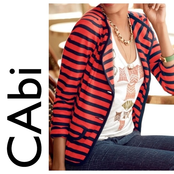 CAbi | Jackets & Coats | Cabi Yacht Club Jacket Red Navy Blue Stripes ...